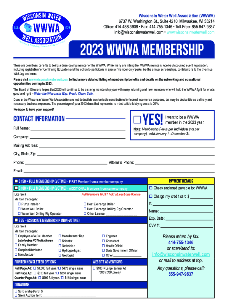 Fillable Online Log in - Wisconsin Water Well Association Fax Email ...