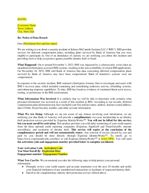 Fillable Online oag ca Notice of Data Breach Dear Participant first and ...