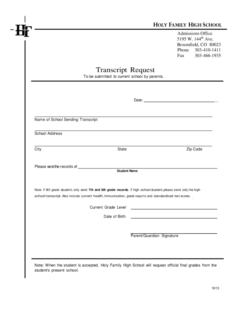 Fillable Online Transcripts and Replacement Diplomas Fax Email Print - pdfFiller