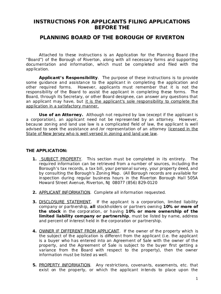 instructions for applicants filing applications before the planning ... Doc Template | pdfFiller