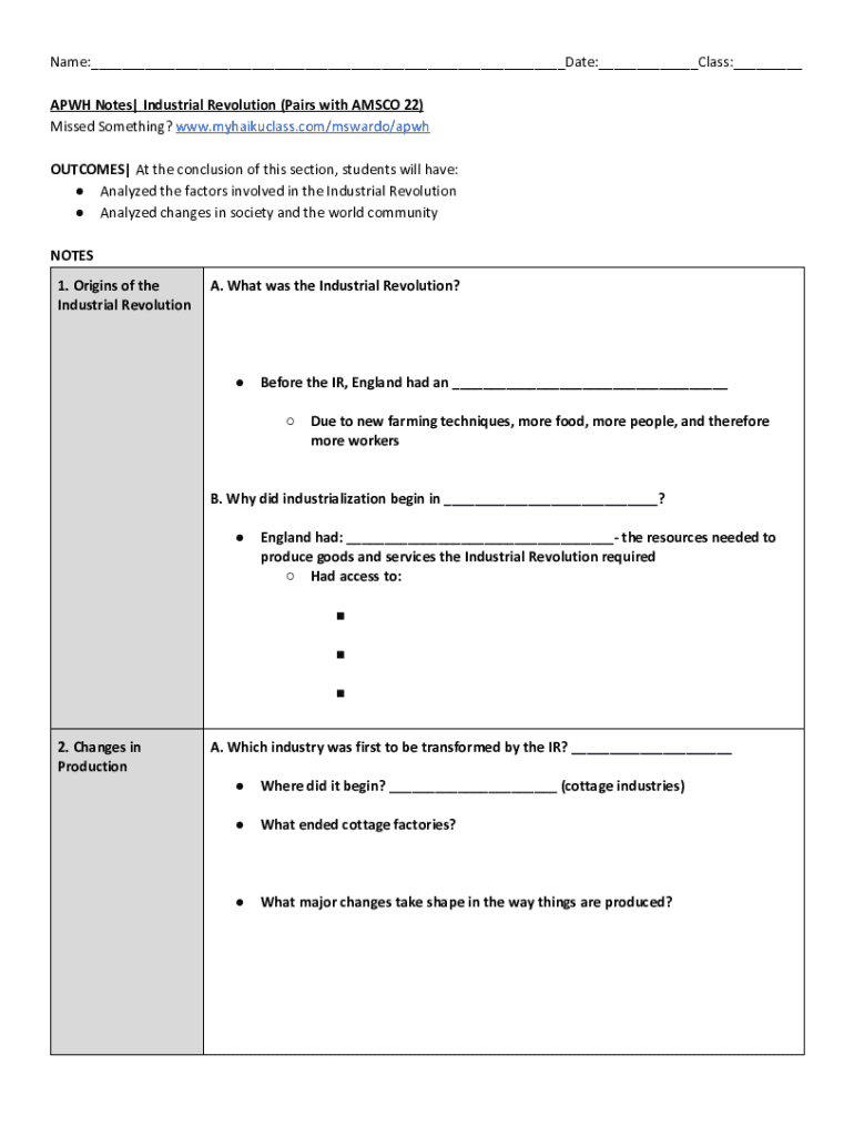 Fillable Online The Industrial Revolution Spreads AP World History Unit ...