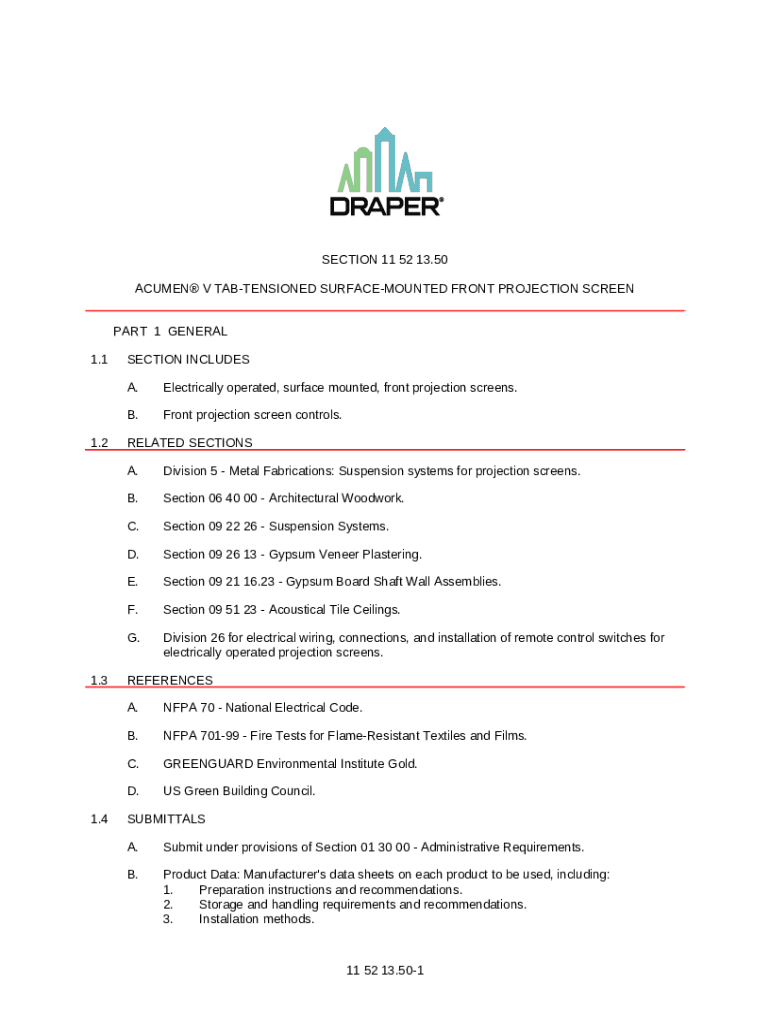 ACUMEN V TAB-TENSIONED SURFACE-MOUNTED FRONT PROJECTION SCREEN Doc ...