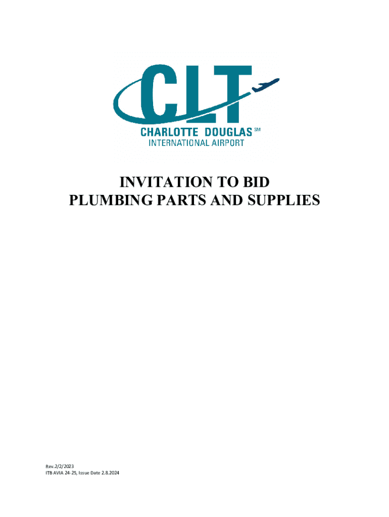 Fillable Online INVITATION TO BID PLUMBING PARTS AND SUPPLIES Fax Email ...