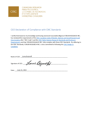 Fillable Online Appendix I: CEO Declaration of Compliance with Canadian ...