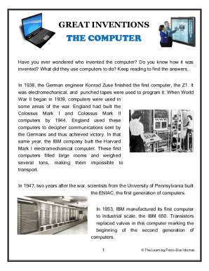 Fillable Online Who invented the computer, and when was it first used ...