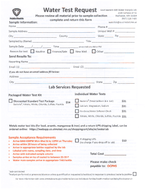 Fillable Online private well water sample collection instructions ...