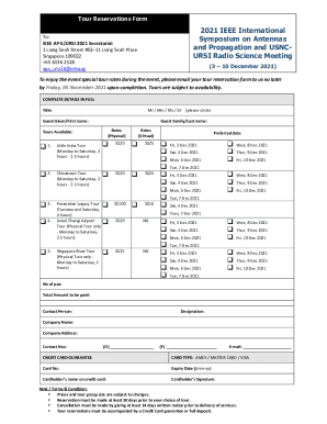Fillable Online Tour Reservations Form Fax Email Print - pdfFiller