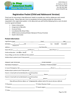 Fillable Online Registration Forms - IN STEP BEHAVIORAL HEALTH, S.C ...