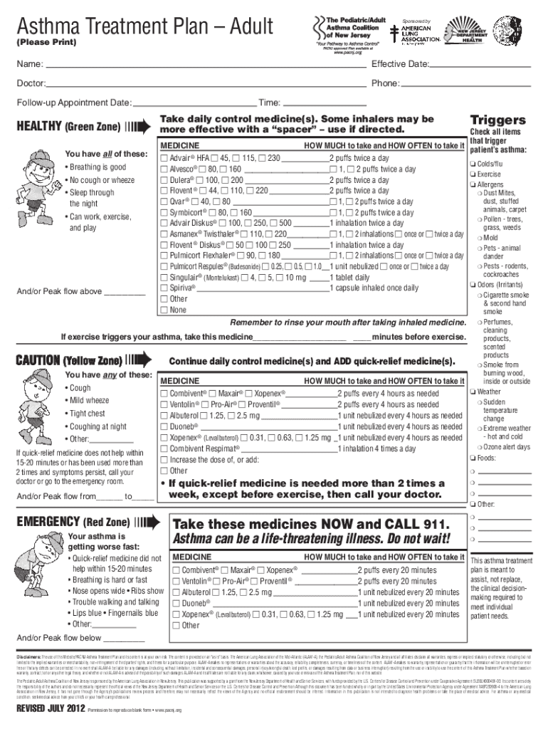 Fillable Online So You Have Asthma: A Guide for Patients and their ...