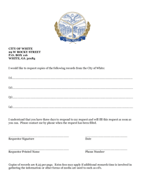 Fillable Online White, GA - Open Records Request Fax Email Print ...