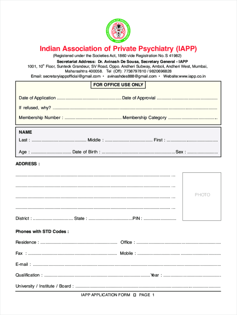 Fillable Online IAPP Membership Application form F2.cdr Fax Email Print ...