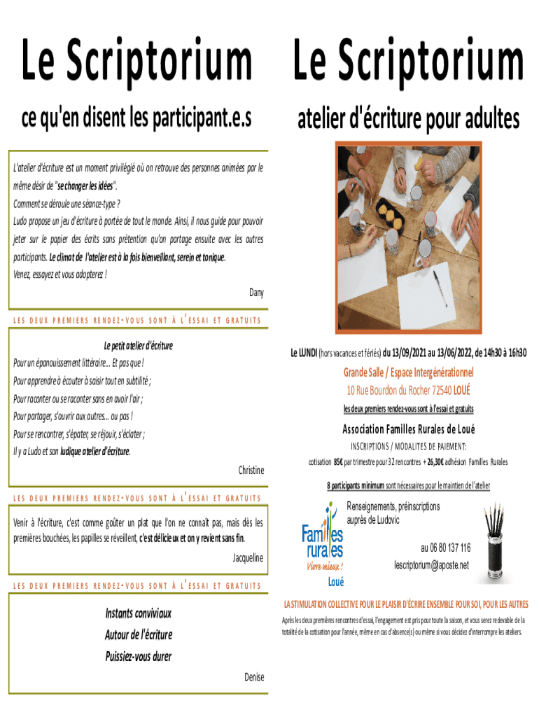 Remplissable En Ligne Les ateliers d'criture et de lecture au primaireInspir de la ... Fax Email ...