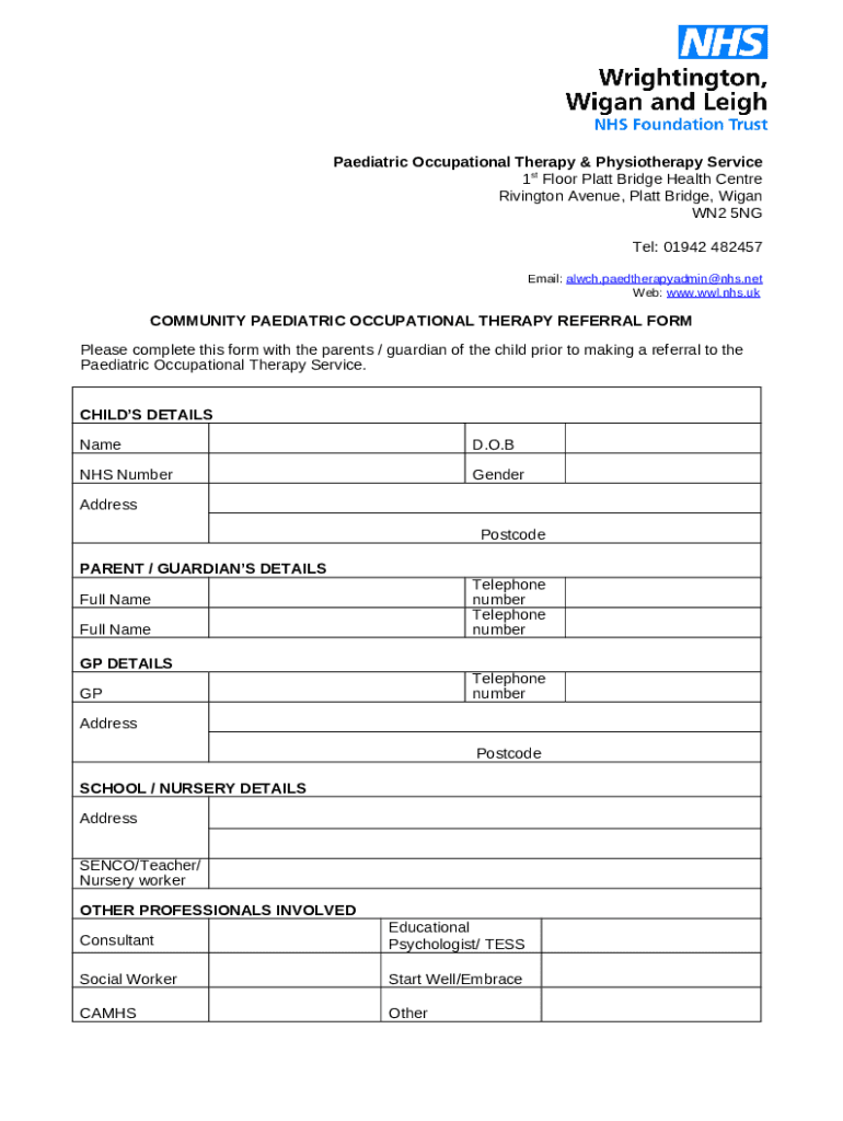 Referrals - Children and Family Health Devon Doc Template | pdfFiller