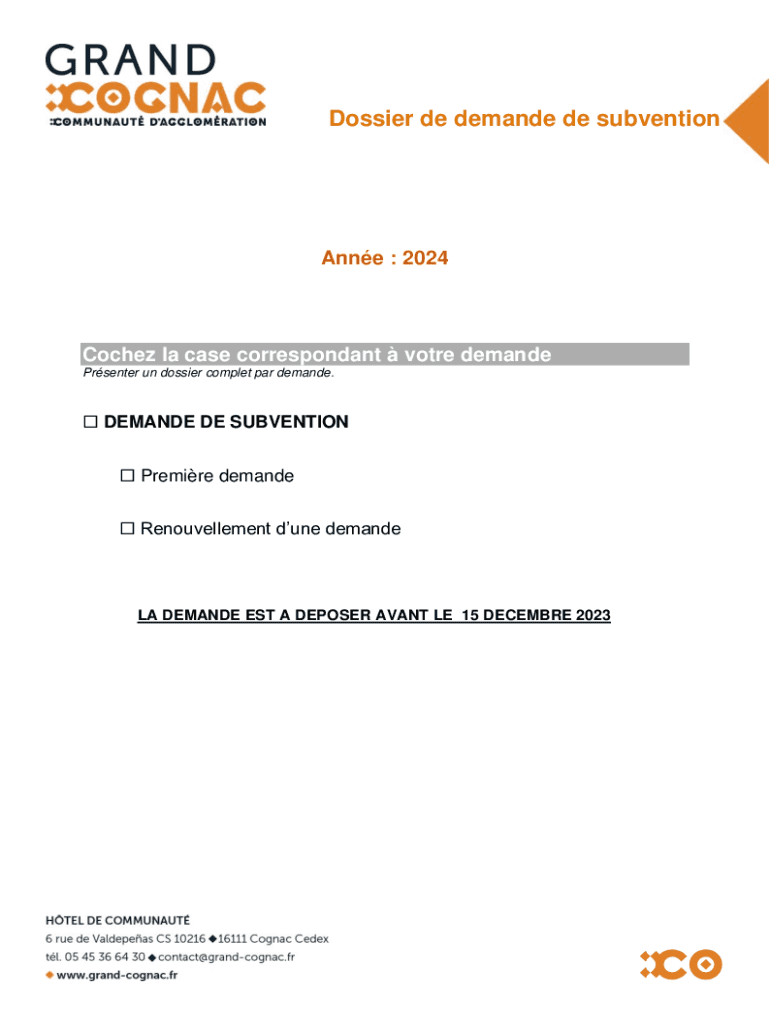 Remplissable En Ligne Dossier de demande de subvention de fonctionnement ... Fax Email Imprimer ...