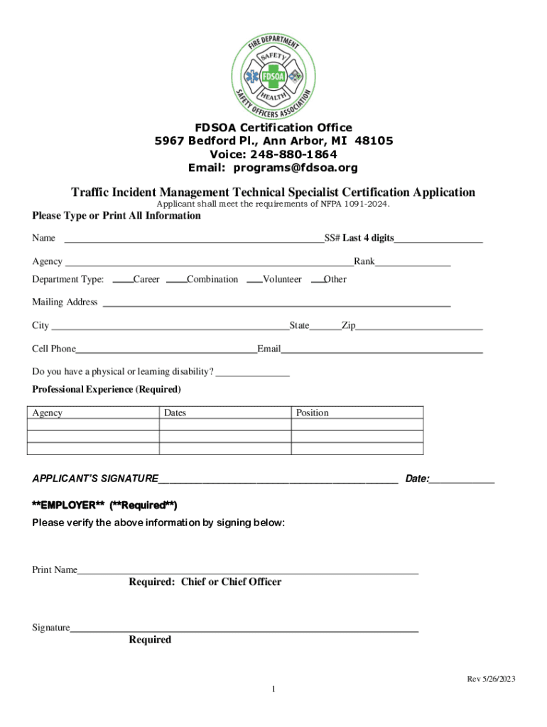 Fillable Online 2023 FDSOA Safety Officer of the Year Nomination Form ...