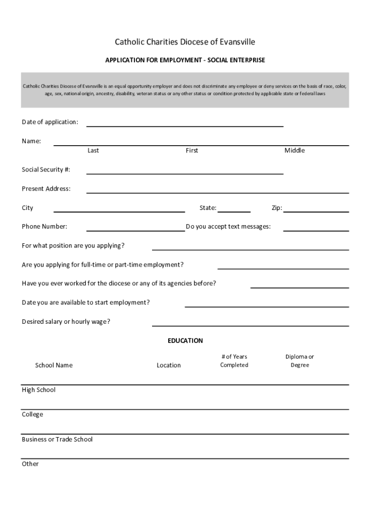 Fillable Online application for employment - sts. peter & paul catholic ...