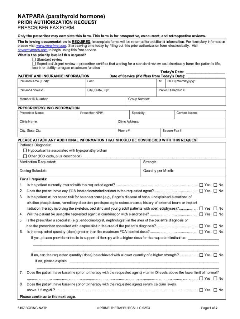 Fillable Online Natpara-parathyroid-hormone-PA-Form- ... Fax Email ...