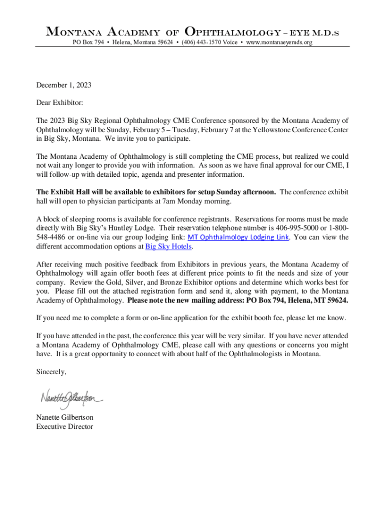 Fillable Online The 2023 Big Sky Regional Ophthalmology CME Conference ...