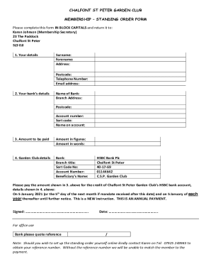 Fillable Online STANDING ORDER FORM Please complete this ... Fax Email ...