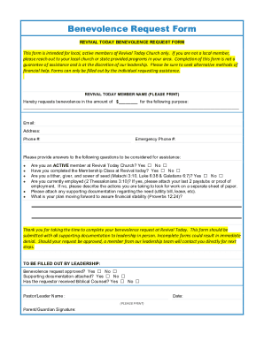 Fillable Online Benevolence Form - Fill Online, Printable, Fillable ...