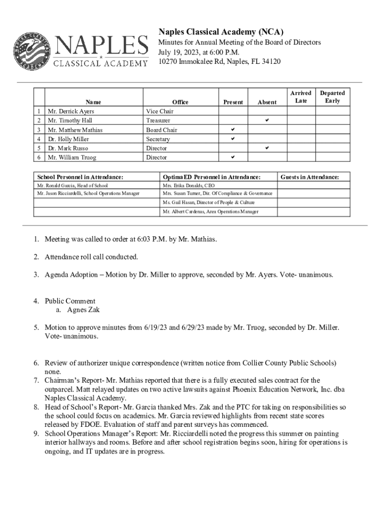 Fillable Online Schools Overview / Naples Classical Academy (NCA) Fax Email Print - pdfFiller