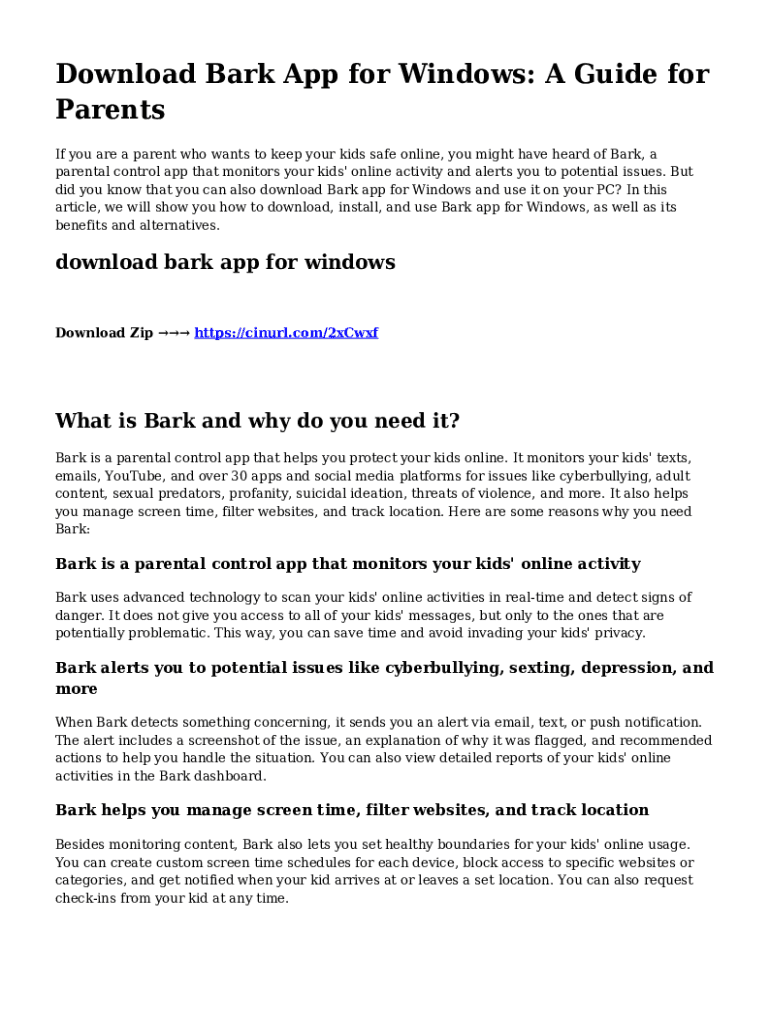 Fillable Online Bark Desktop App: A Comprehensive Service to Protect ...