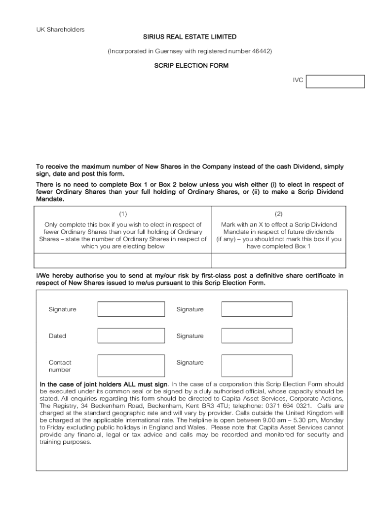 Fillable Online Scrip Election Form Fax Email Print - pdfFiller