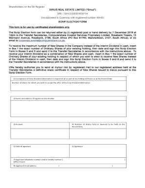 Fillable Online 252489 Sirus - SA Scrip Election Form Fax Email Print ...
