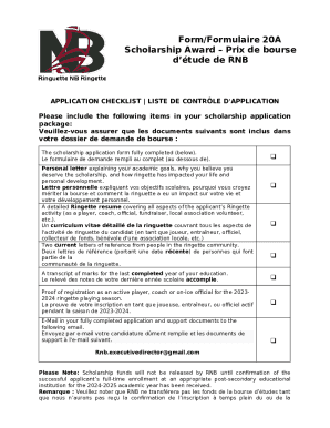 Scholarship Application Submission Checklist Doc Template | pdfFiller