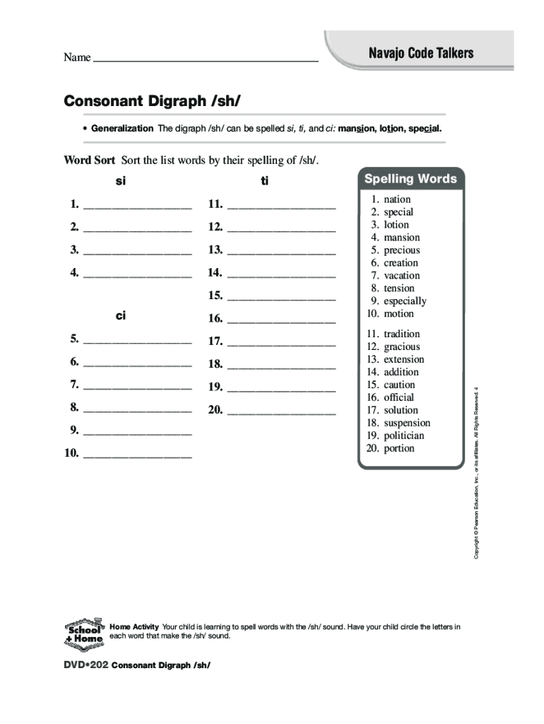 Fillable Online Teaching the /sh/ Sound - SH, CH, TI, CI, SI, SSI ...