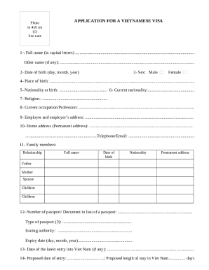 How to fill in Vietnamese visa application (N1) Doc Template | pdfFiller