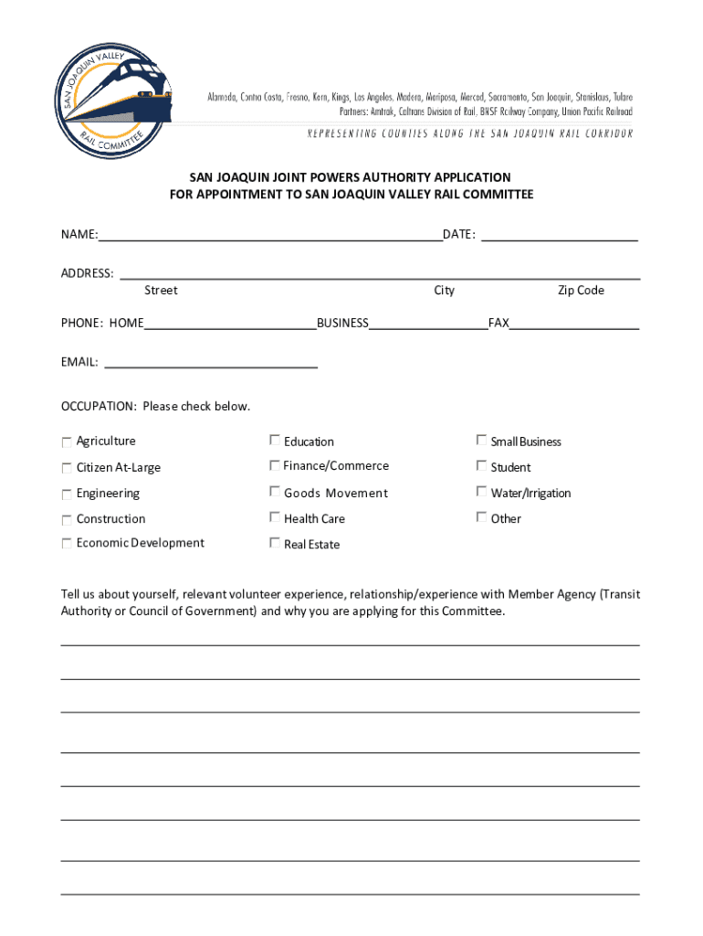 Fillable Online San Joaquin Regional Rail Commission: Home Fax Email ...