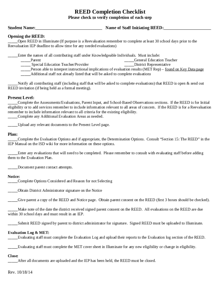 Review of Existing Evaluation Data (REED) and Reevaluation Doc Template ...