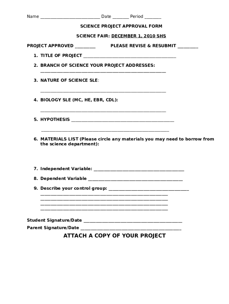 Middle School Science Fair Project Packet Doc Template | pdfFiller