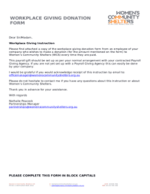 workplace giving donation Doc Template | pdfFiller