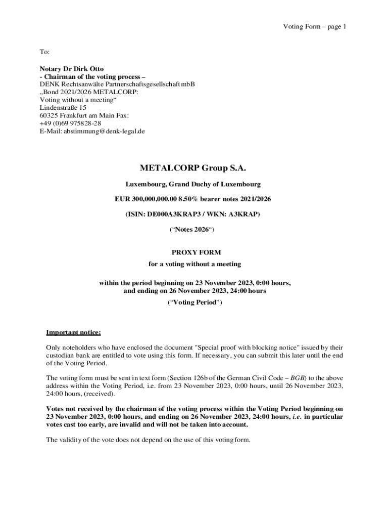 Fillable Online Proxy form and instructions to voting proxies Fax Email ...