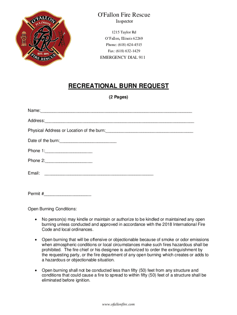 Fillable Online O'Fallon Fire Department, 1215 Taylor Rd ... Fax Email ...