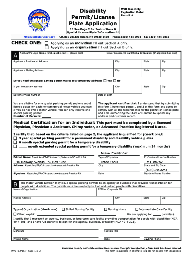 Fillable Online disability license form.pdf Fax Email Print - pdfFiller