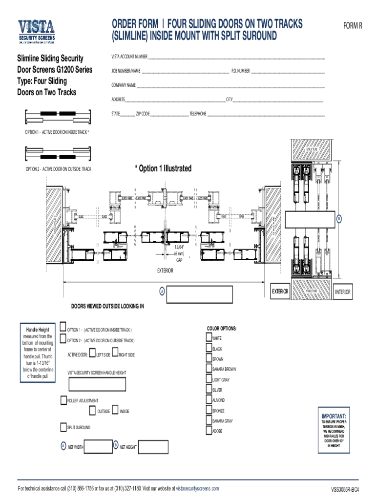 Fillable Online order formtwo sliding doors on one track (slimline) inside ... Fax Email Print ...