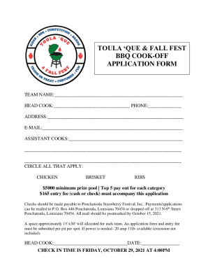 Fillable Online Texas State Championship Barbecue Cook-Off Fax Email ...