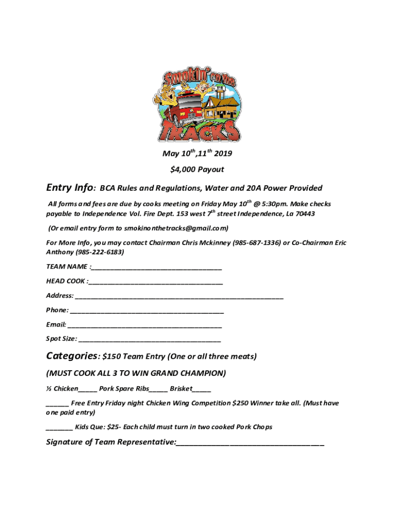 Fillable Online BCA Rules and Regulations, Water and 20A Power Provided ...