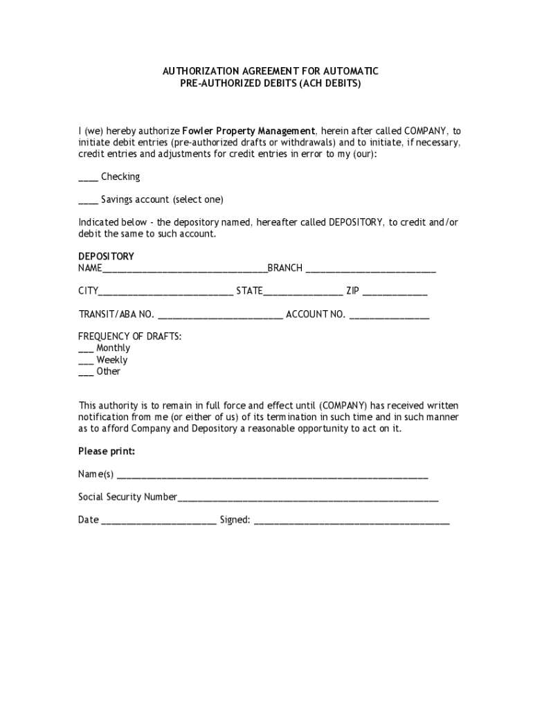 Fillable Online Debit Authorization Agreement - Fill Online, Printable, Fillable ... Fax Email ...