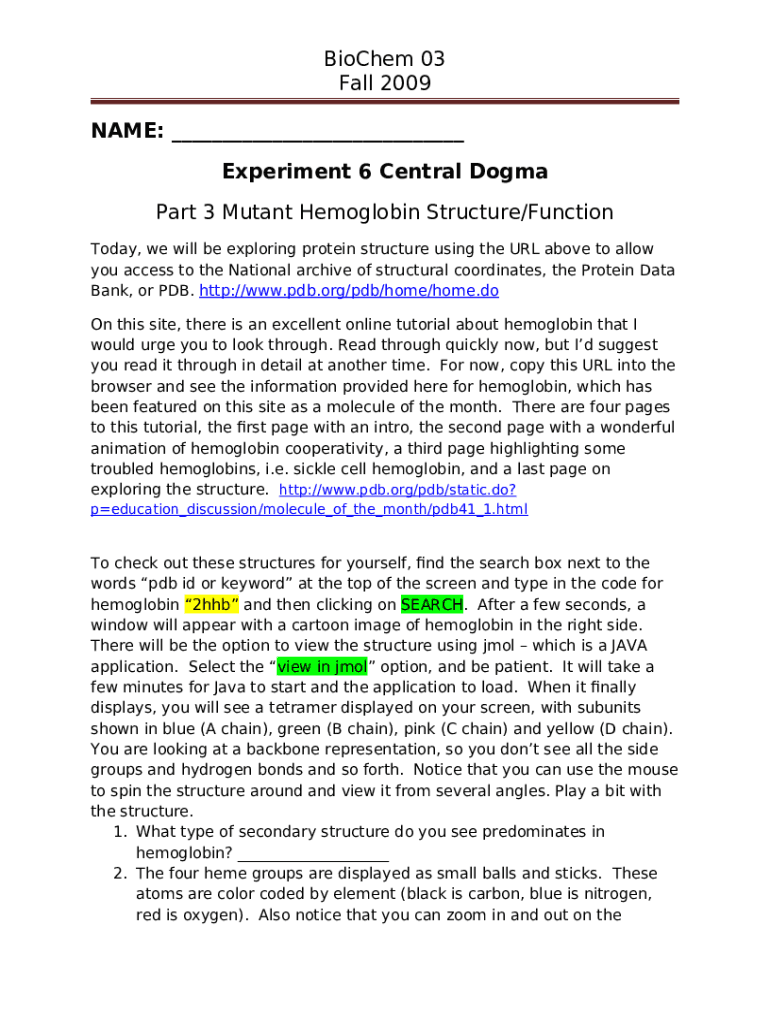 The Central Dogma: DNA to RNA to Protein CASE STUDY Doc Template | pdfFiller