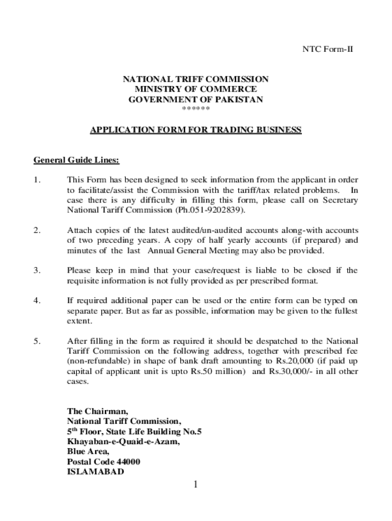 Fillable Online NTC Form-II Fax Email Print - pdfFiller