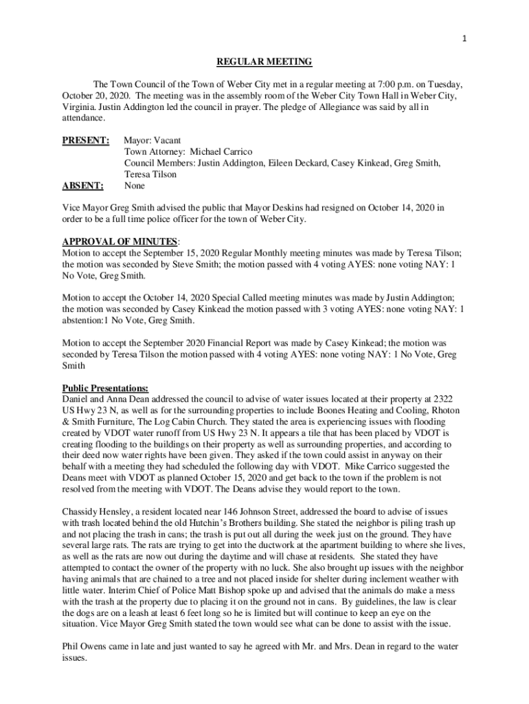 Fillable Online Justin Addington led the council in prayer Fax Email ...