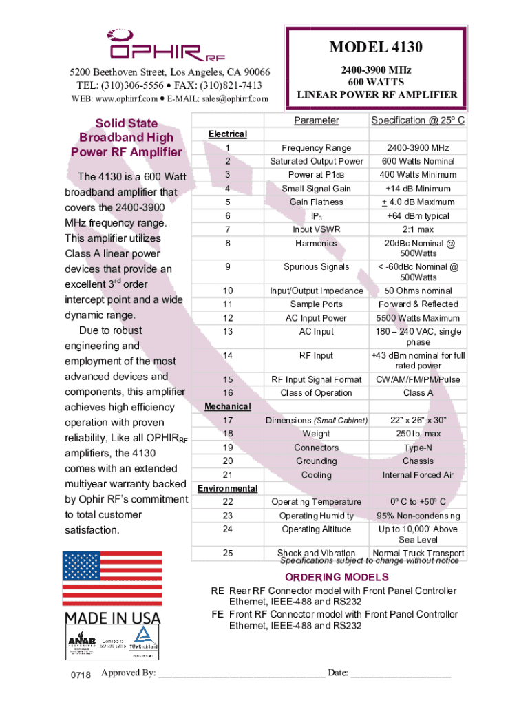 Fillable Online MODEL 4130 Fax Email Print - pdfFiller