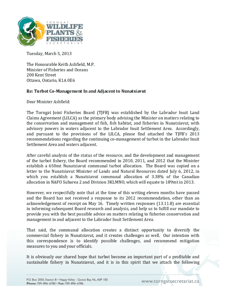 Fillable Online 03-05-13 Turbot Recommendation Final.docx Fax Email Print - pdfFiller