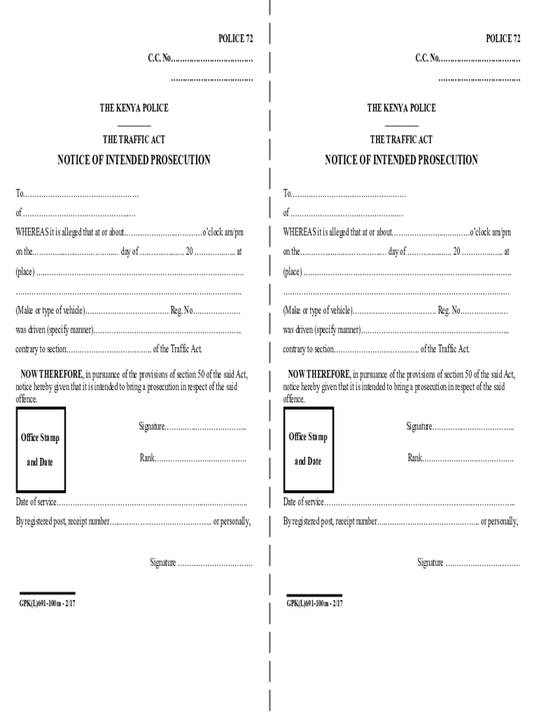 Fillable Online What is a Notice of Intended Prosecution? Fax Email ...