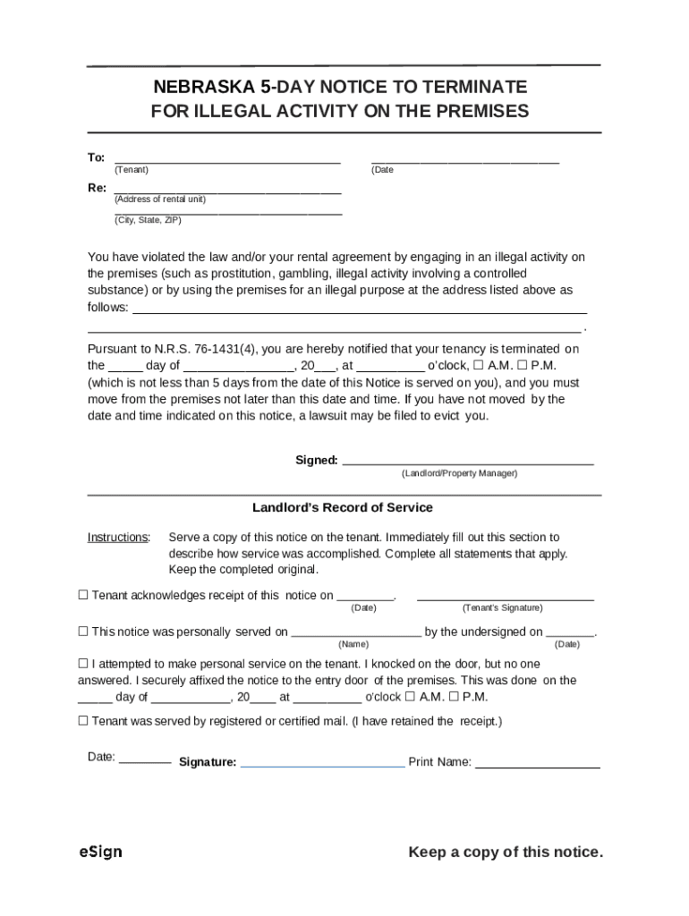 Nebraska Eviction Laws and Eviction Process Doc Template | pdfFiller
