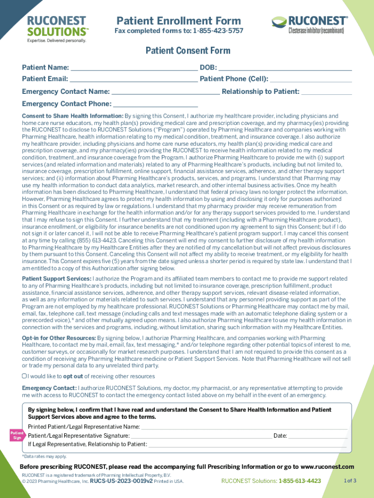 Fillable Online Savings Program 2023/2024 Patient Enrollment Form Fax Email Print - pdfFiller